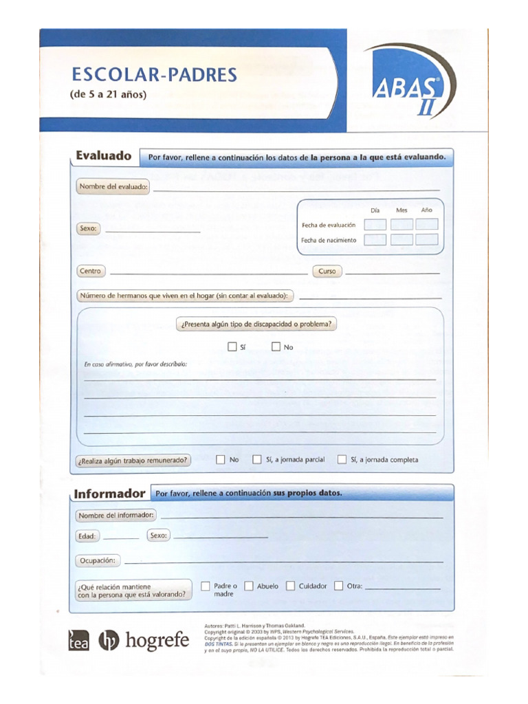 ABAS-II Familia - 250602 - 211951 | PDF