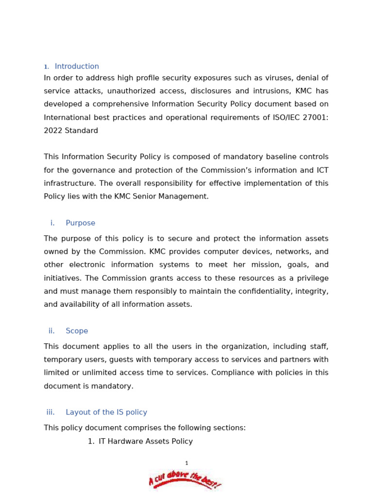 Information Security Policy | PDF | Information Security | Computer ...