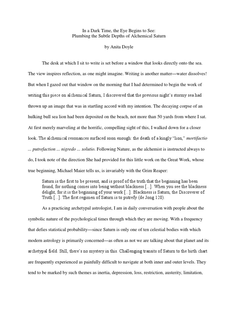 Jung Saturn Alchemy | PDF | Alchemy | Science