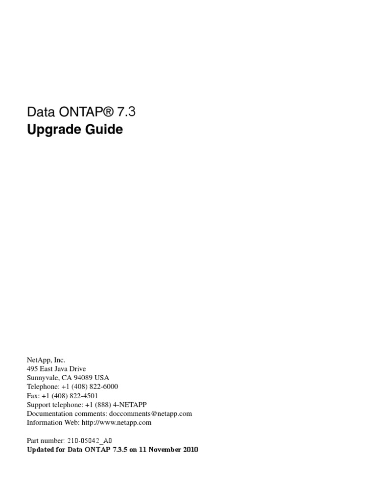 NetApp OnTap 7.3 Upgrade Guide | PDF | Computers | Technology & Engineering