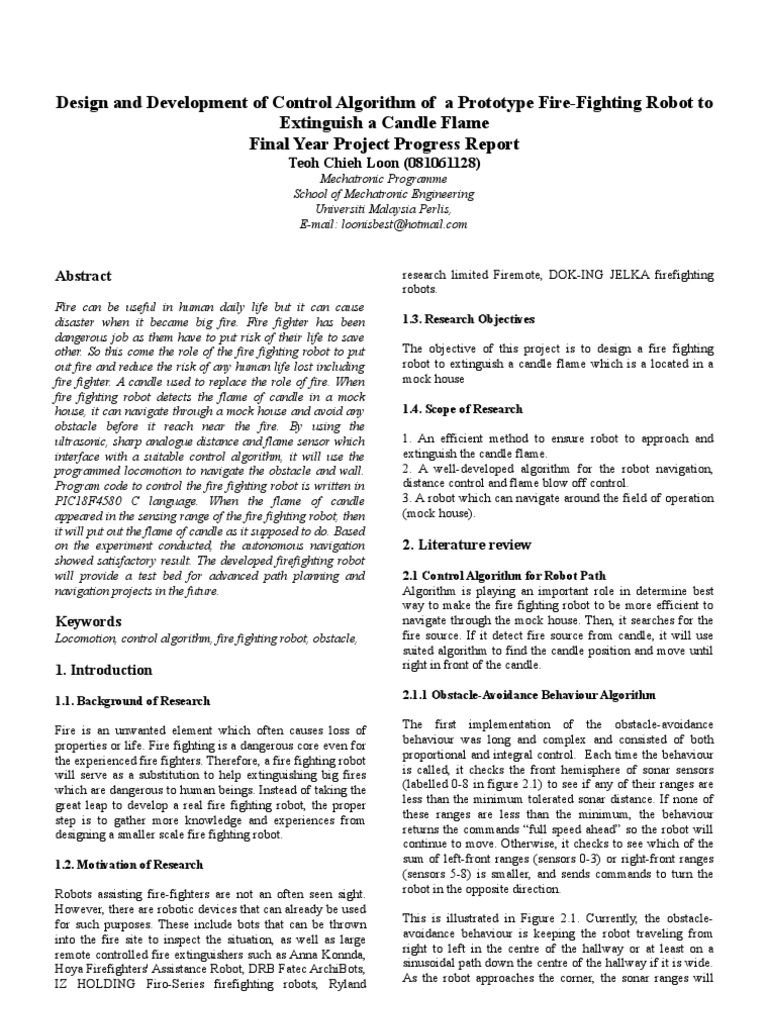 FYP Technical Reports TCL | PDF | Control Theory | Robot