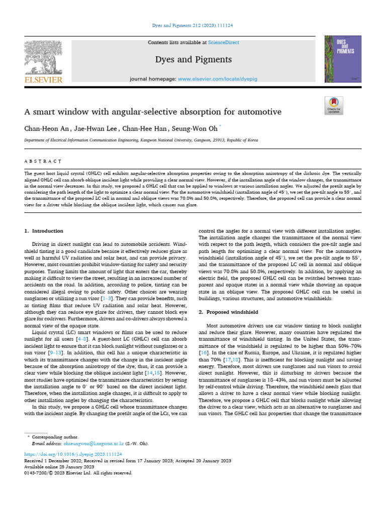 Angular-Selective Smart Window for Cars | PDF | Liquid Crystal ...
