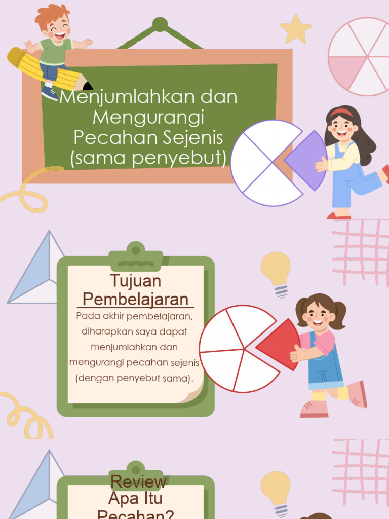 Menjumlahkan dan Mengurangi Pecahan Sejenis | PDF
