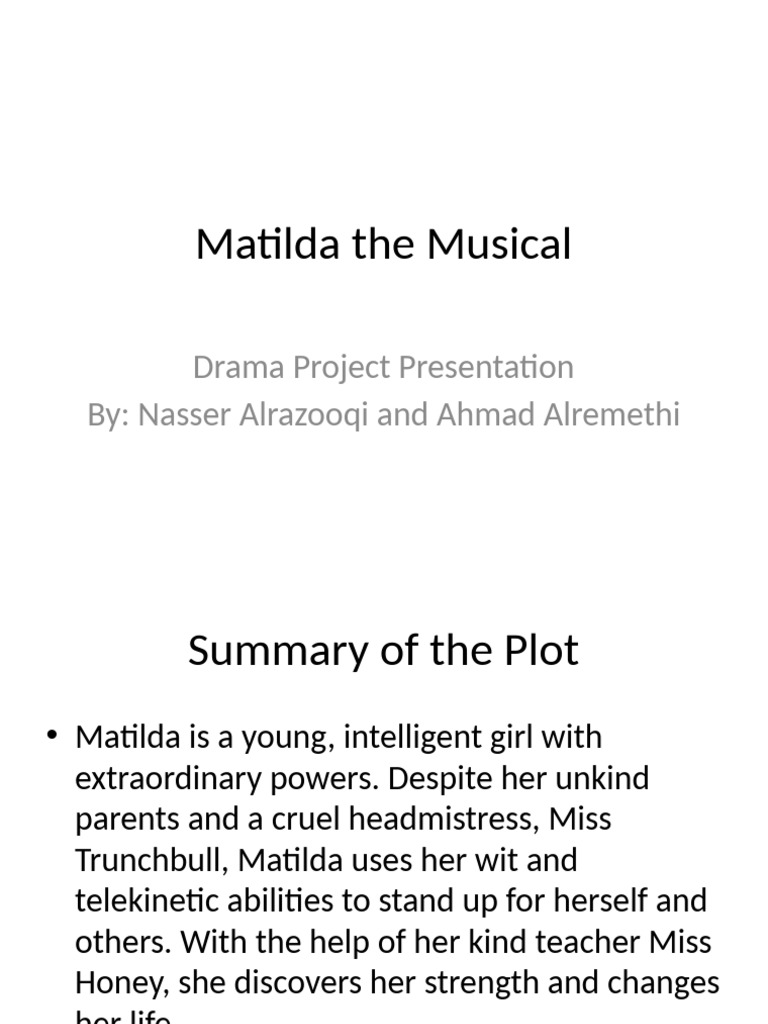 Matilda The Musical Presentation | PDF