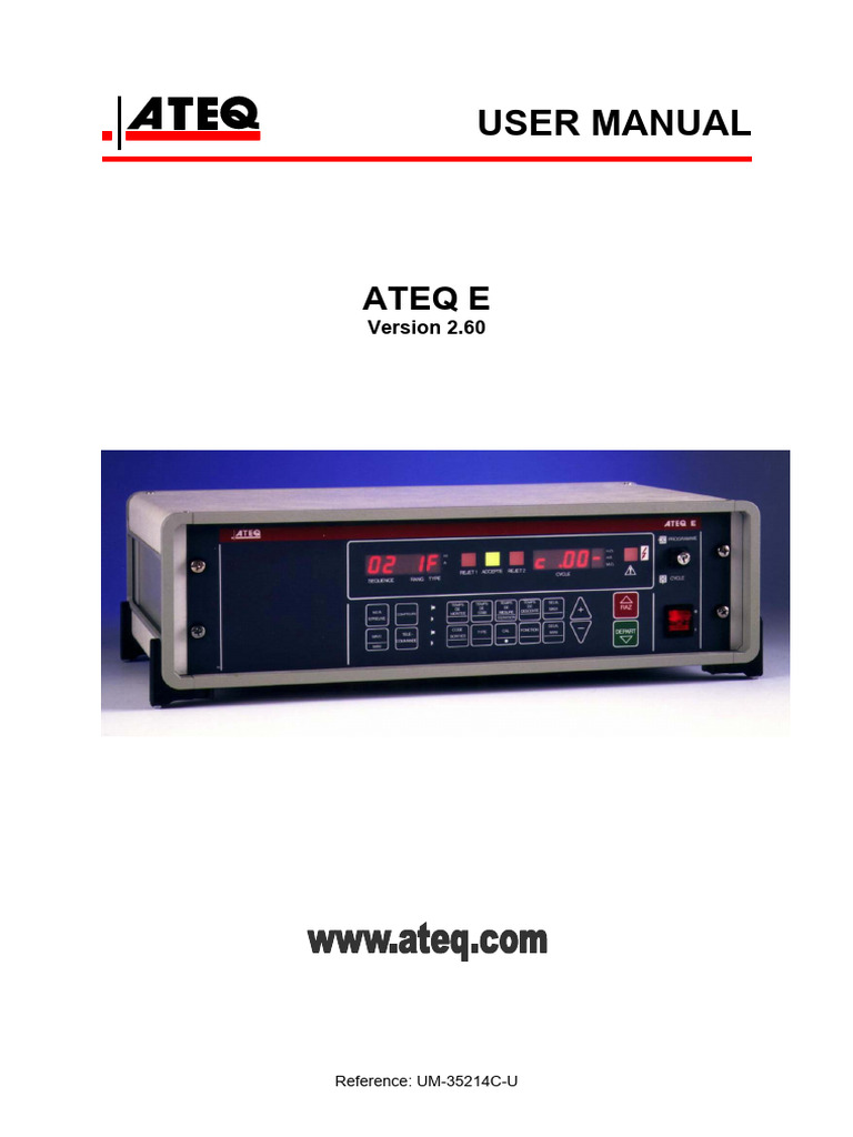 ATEQ E Version 2.60 User Manual | PDF | Power Supply | Electrical Connector