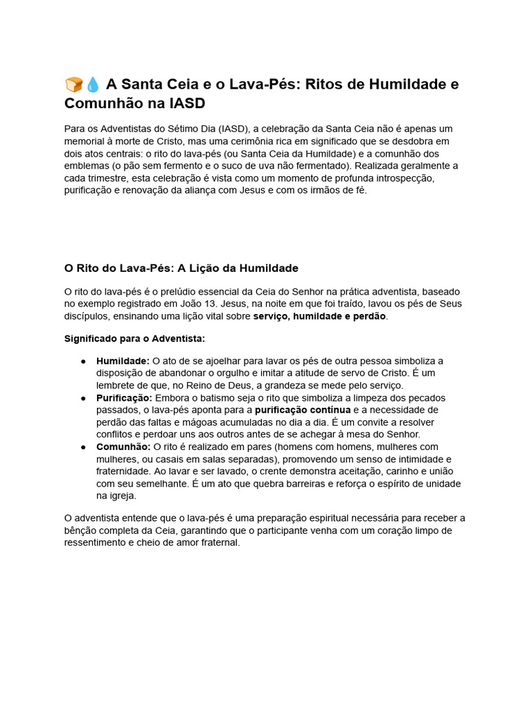 ?? a Santa Ceia e o Lava-Pés_ Ritos de Humildade e Comunhão Na IASD ...