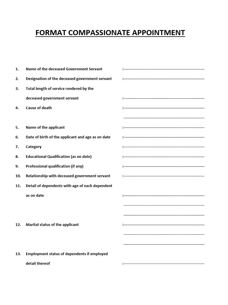 Compassionate Appointment Form Template | PDF | Chess | Chess Theory