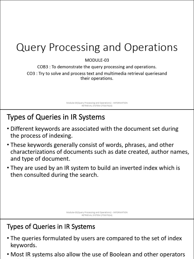 Query Processing in Information Retrieval | PDF | Information Retrieval ...
