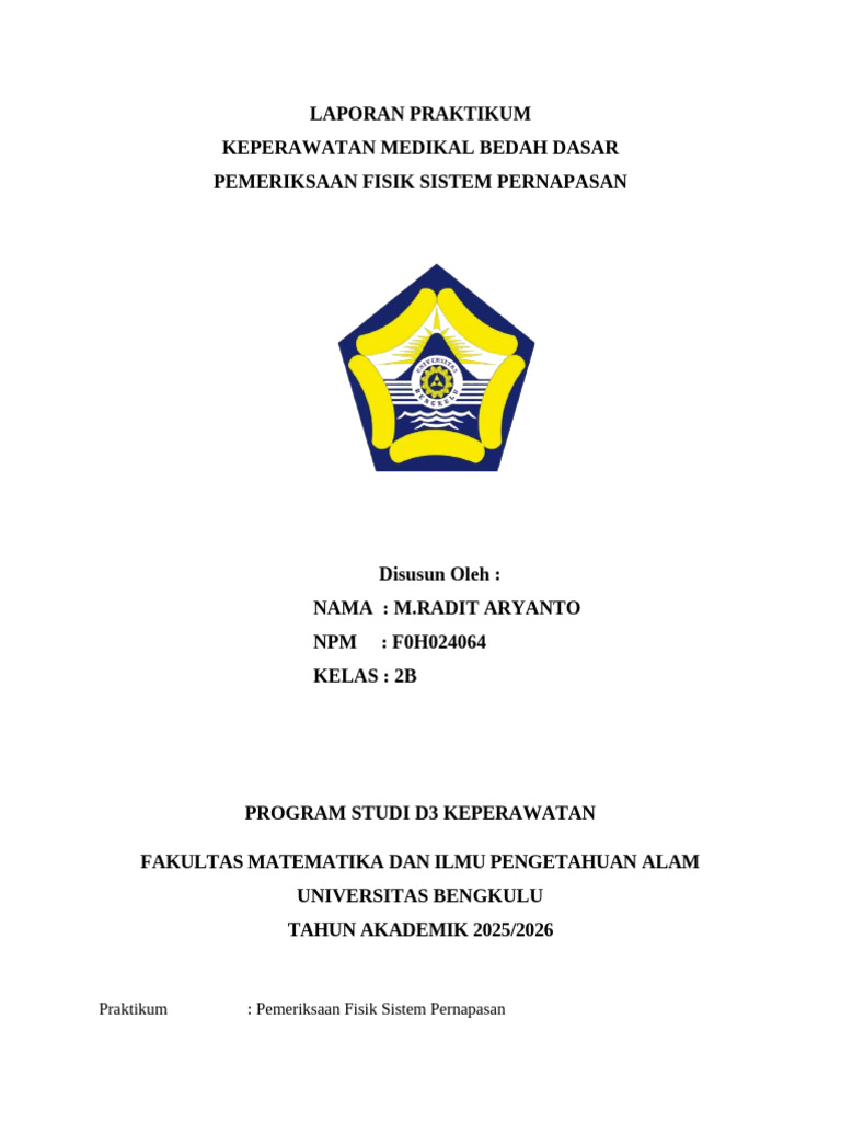 Laporan Praktikum KMB Dasar Pemeriksaan Fisik Sistem Pernapasan | PDF