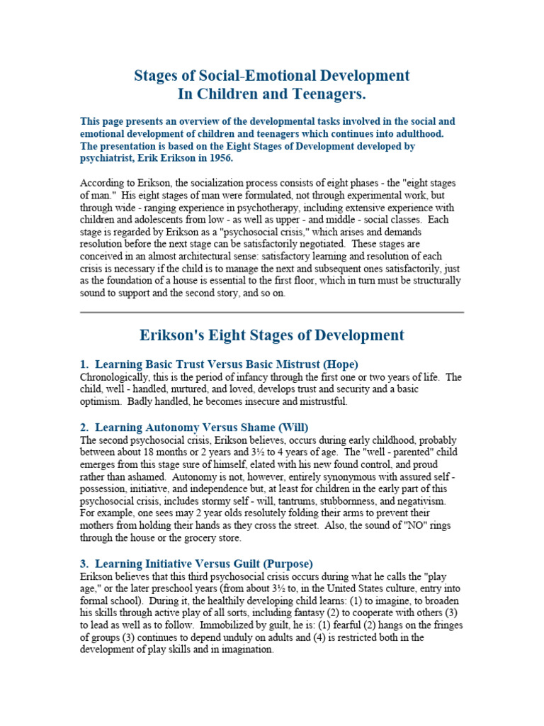 Social EMotional Dev Stages | PDF | Behavioural Sciences | Cognitive Psychology