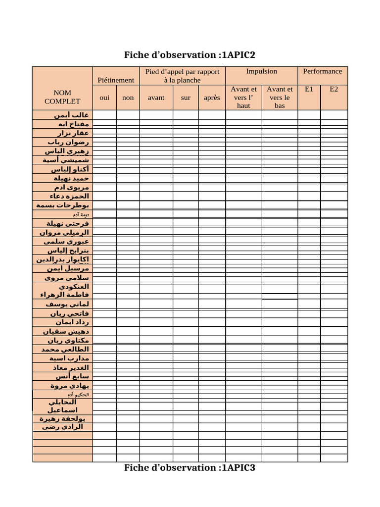 Fiche d'Observation SL TB | PDF