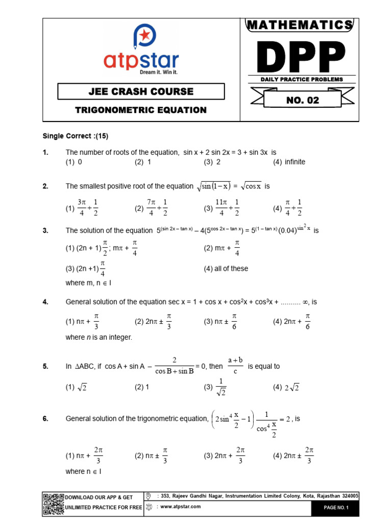 2.trigonometric Equation | PDF | Trigonometric Functions | Complex Analysis