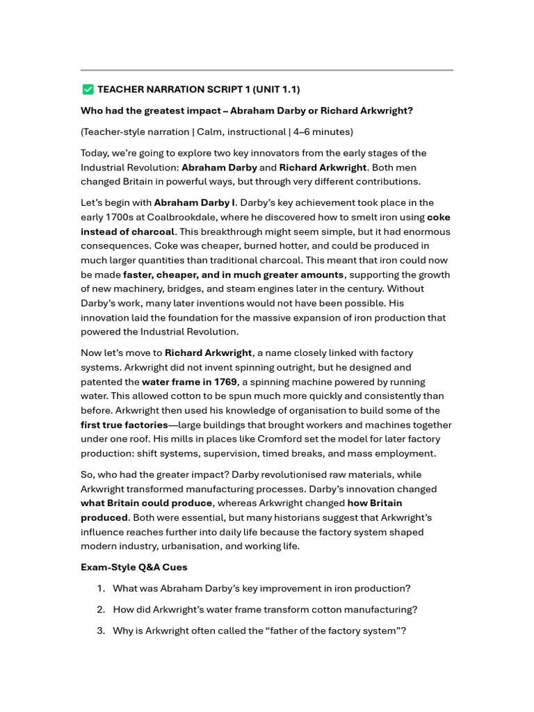 Impact of Key Innovators in Industry | PDF | Industrial Revolution ...