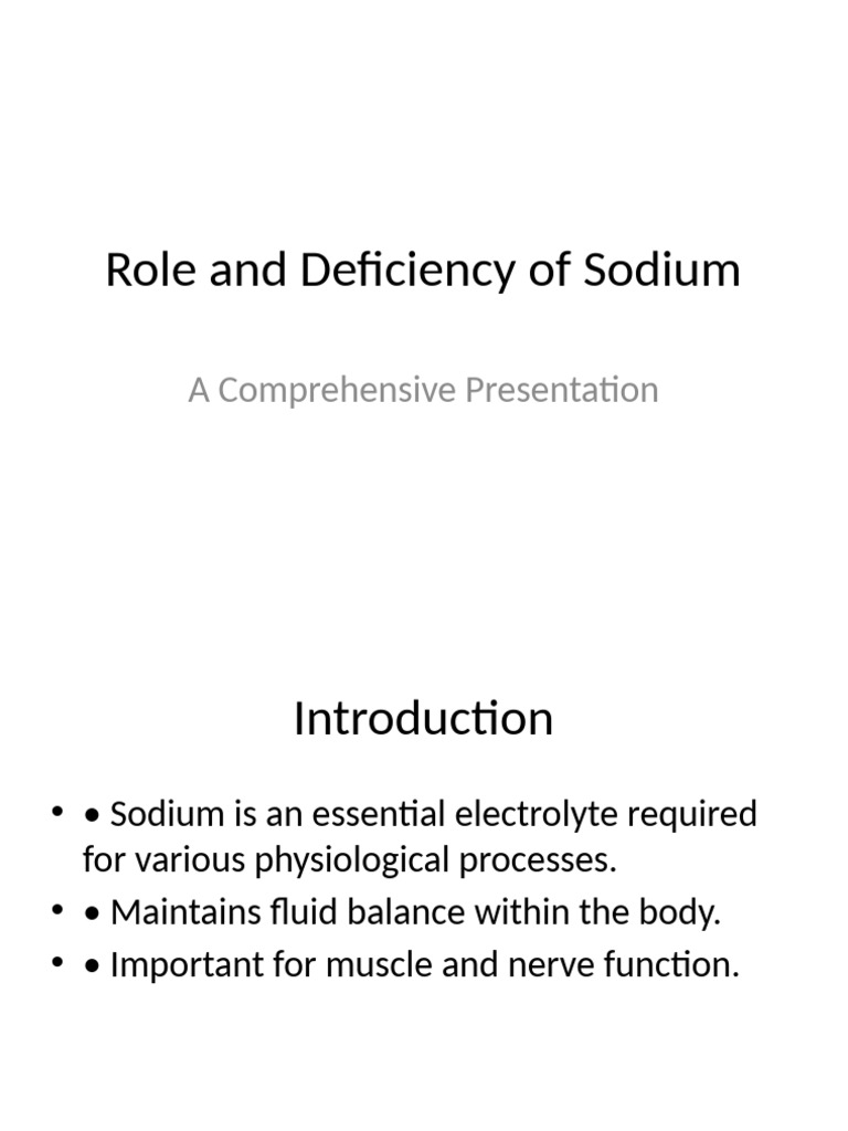 Sodium Role and Deficiency Presentation | PDF