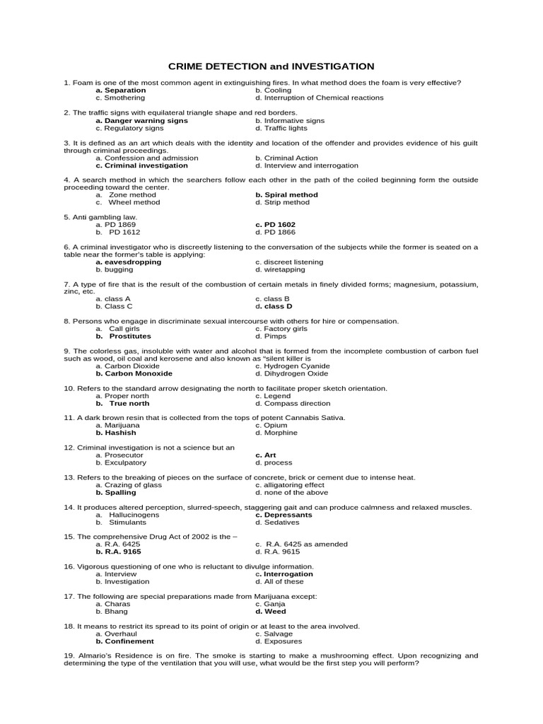 CDI and Crimsoc Answer Key | PDF | Fires | Traffic Collision