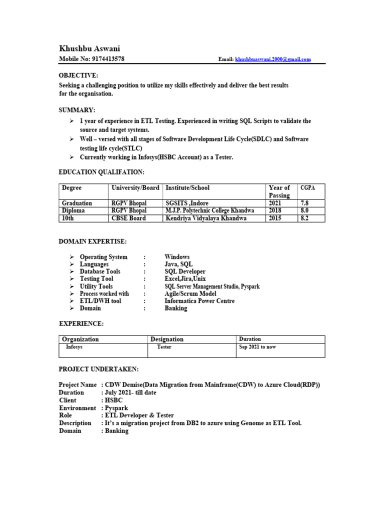 Khushbu Aswani: Email | PDF | Databases | Sql