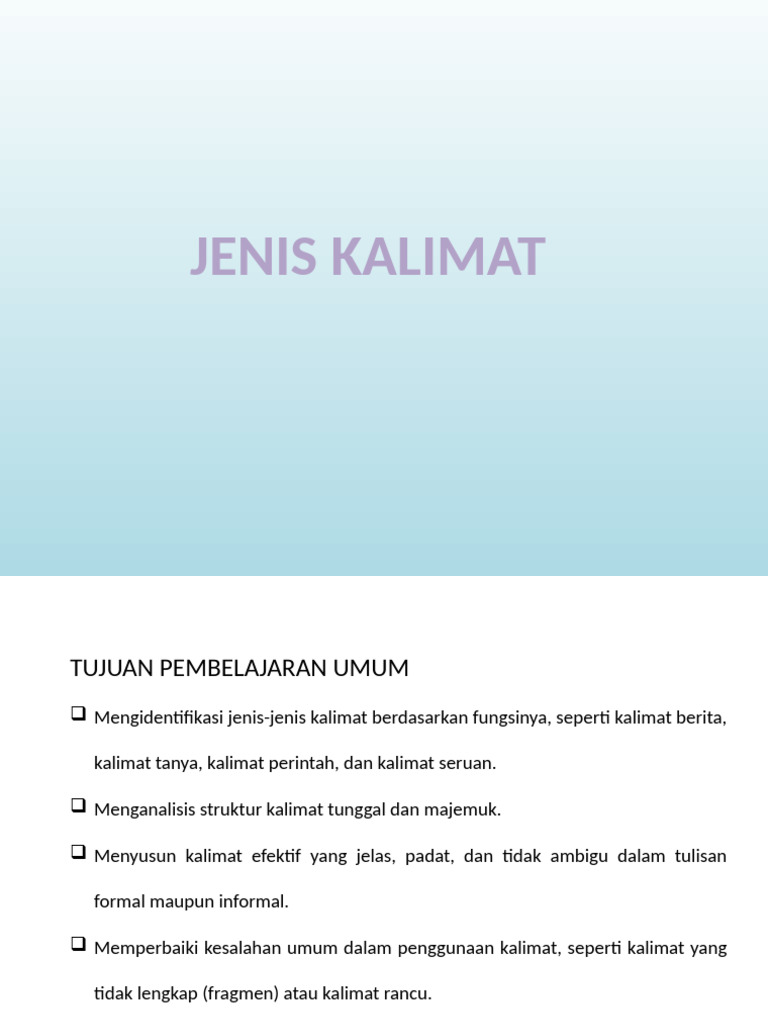 3-4 Jenis Kalimat Bahasa Indonesia | PDF