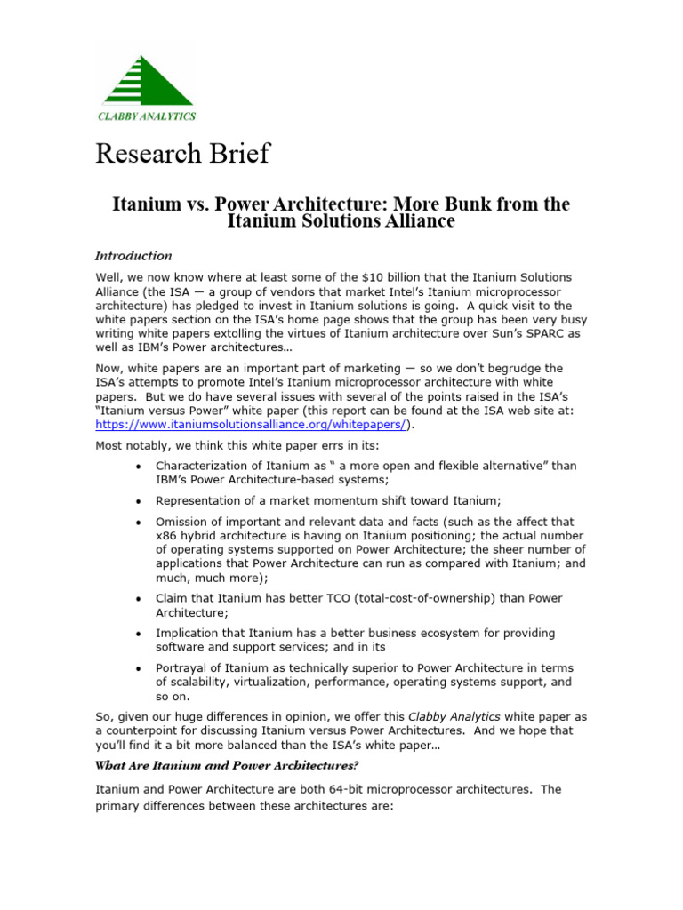Itanium Vs Power Architecture More Bunk From The ISA | PDF | 64 Bit ...