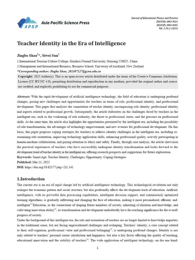 Teacher Identity in Education 5.0 | PDF | Teachers | Artificial ...