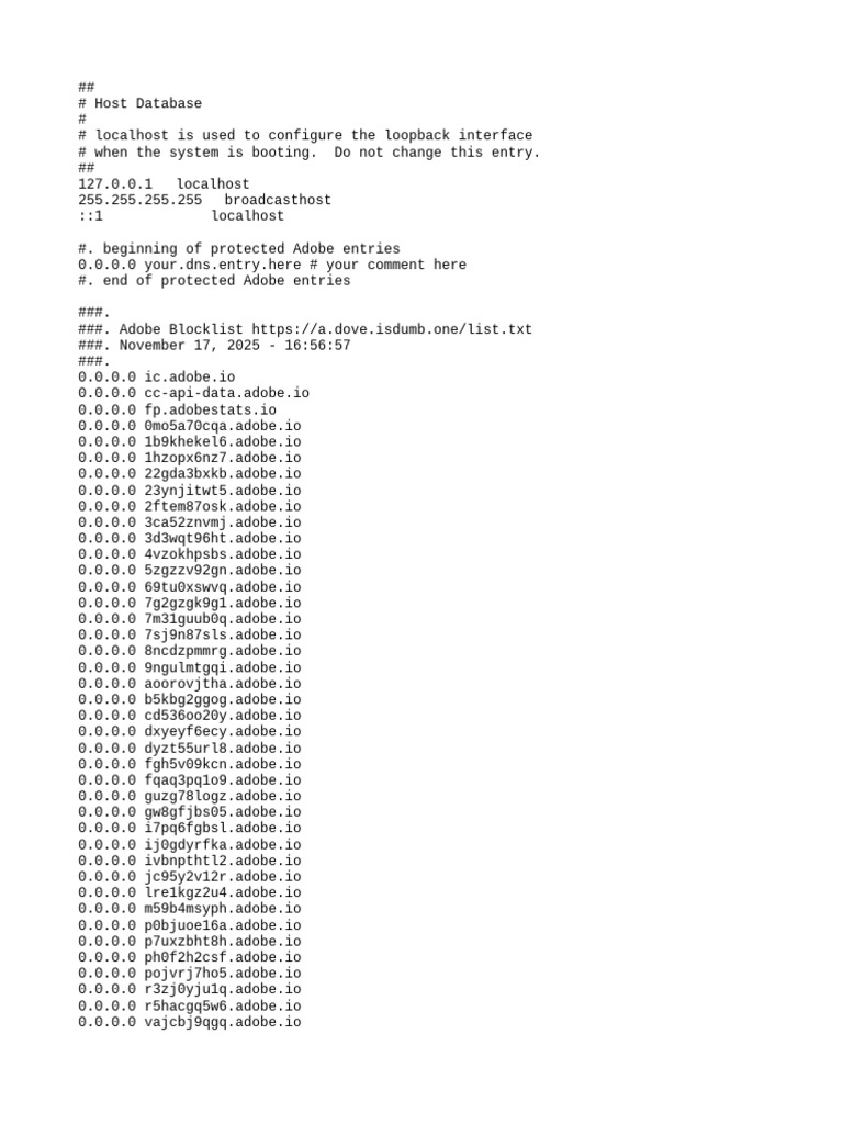Adobe Blocklist Host Entries | PDF | Data Transmission | Wide Area Network