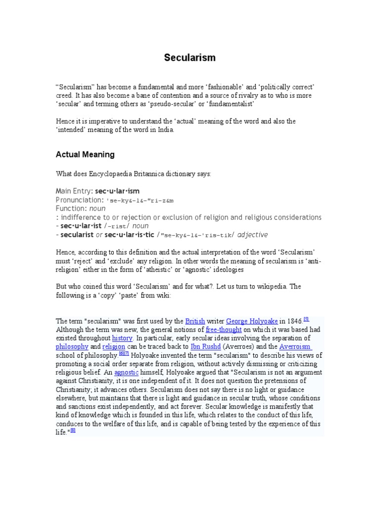 Secularism | PDF | Secularism | Religious Belief And Doctrine