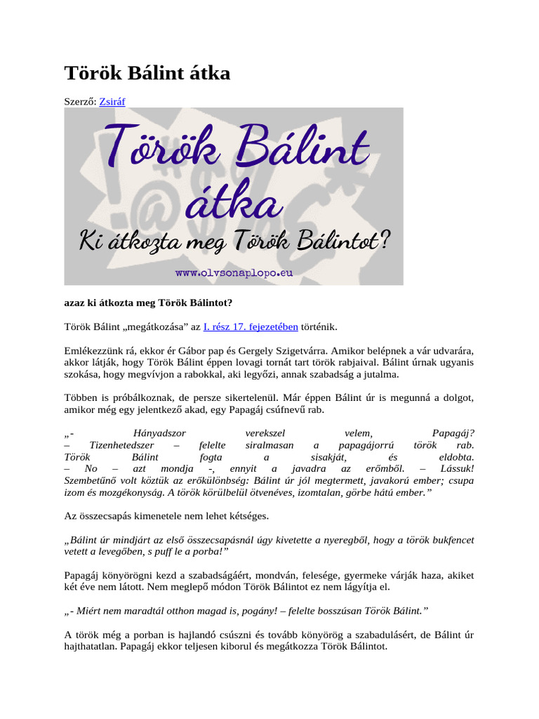 Török Bálint Átka | PDF