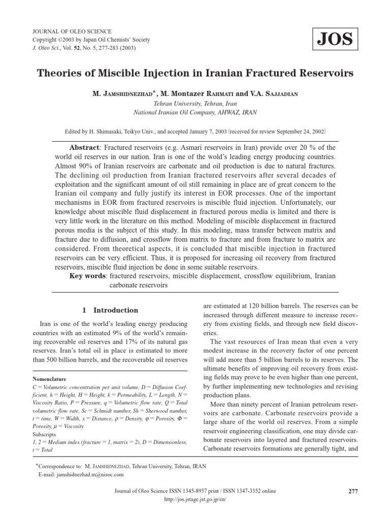 Miscible Injection in Iranian Fractured Reservoirs | PDF | Petroleum ...