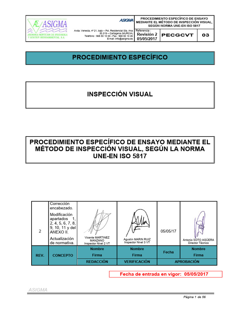 Procedimiento de Inspección Visual ISO 5817 | PDF | Soldadura ...