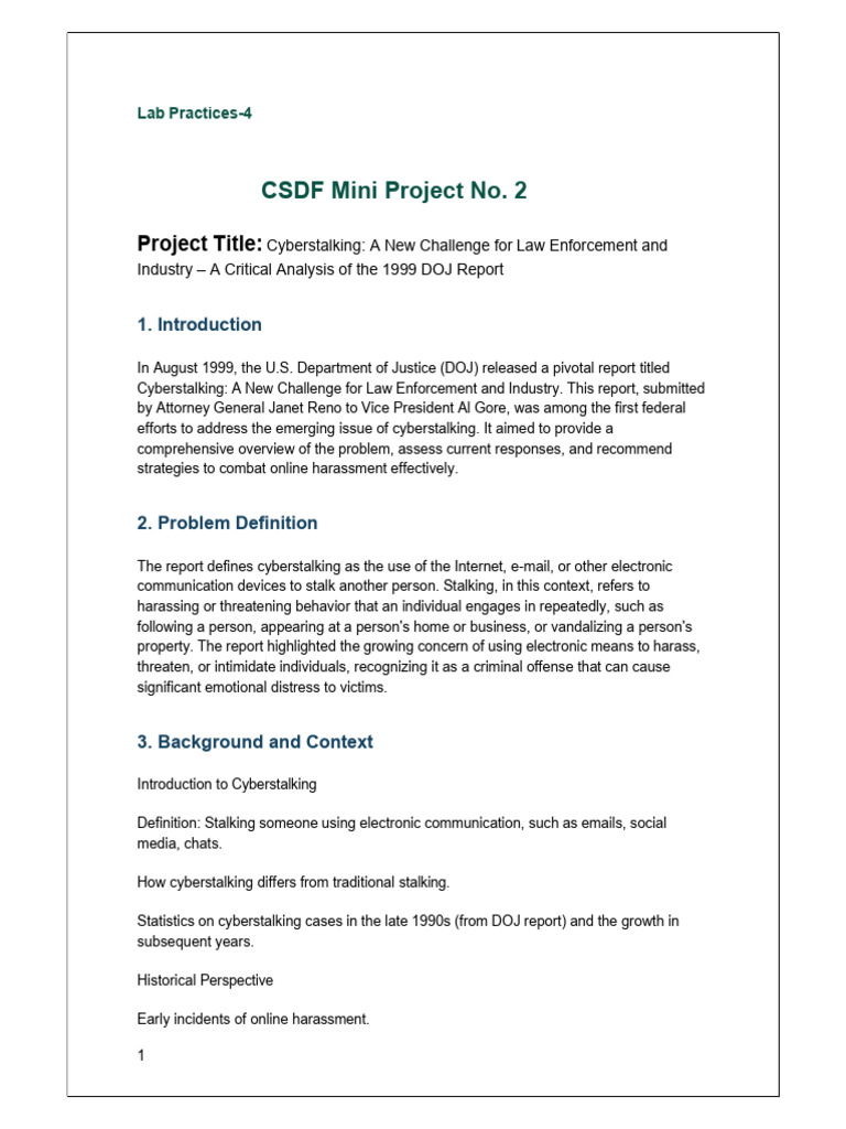 Csdf Project 59 | PDF | Cybercrime | Stalking
