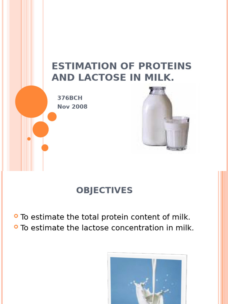 Estimation of Proteins and Lactose in Milk | PDF