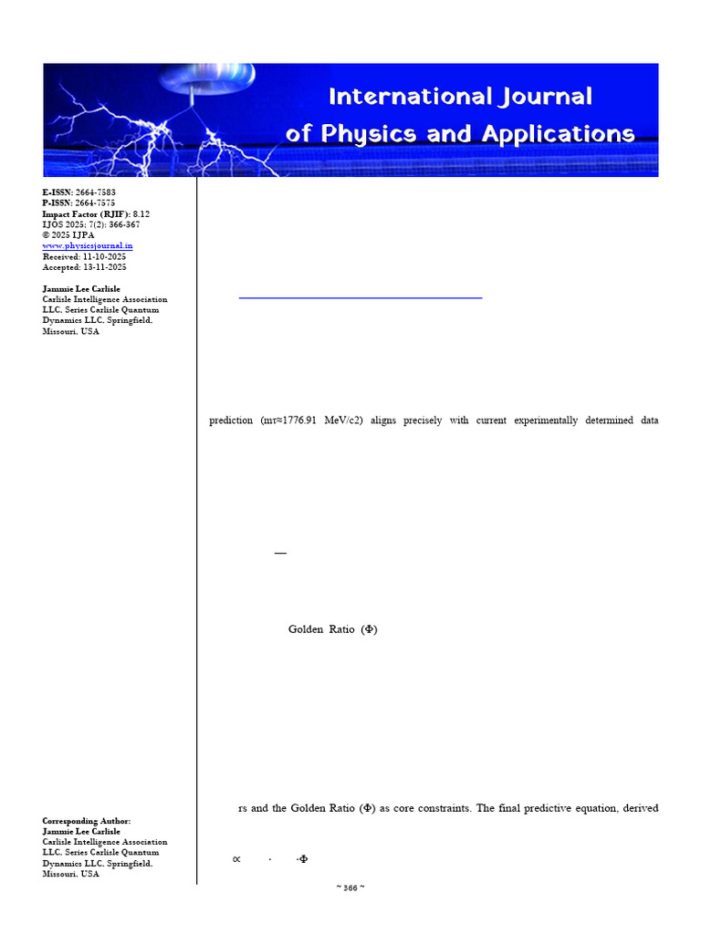 Lepton Mass Anomaly Resolution Model | PDF | Standard Model | Determinism
