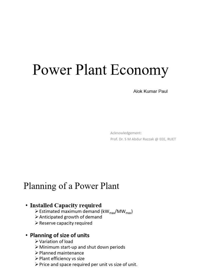 Power Plant Economy | PDF | Power Station | Electric Power