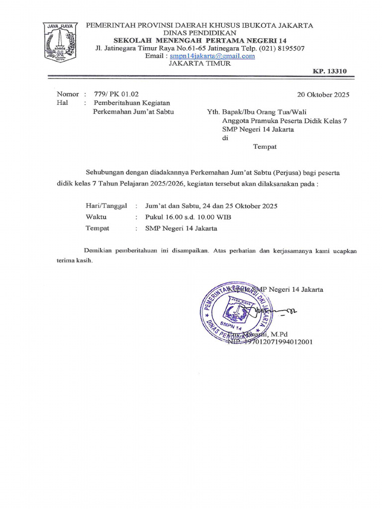 Surat Pemberitahuan Perjusa | PDF