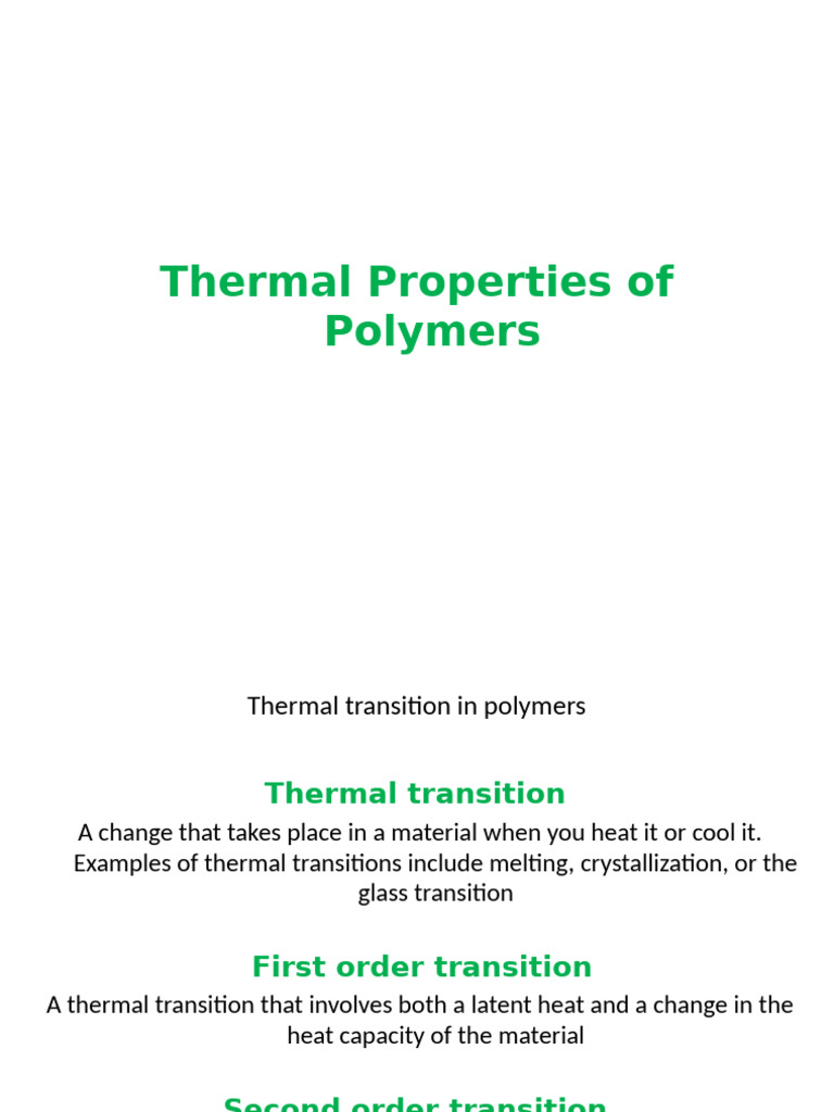 Thermal Properties | PDF | Polymers | Melting