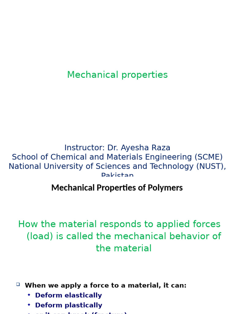Mechanical Properties | PDF | Deformation (Engineering) | Rheology