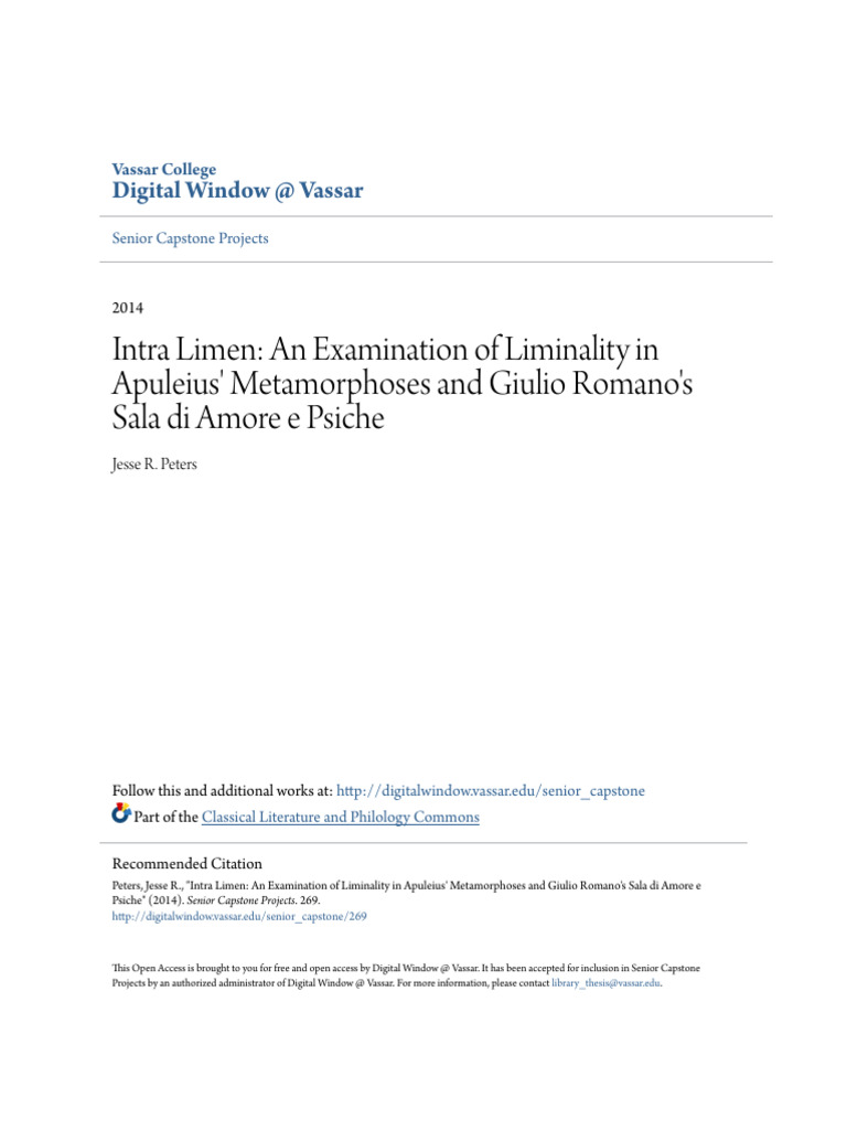 Intra Limen An Examination of Liminality in Apuleius Metamorphoses and ...