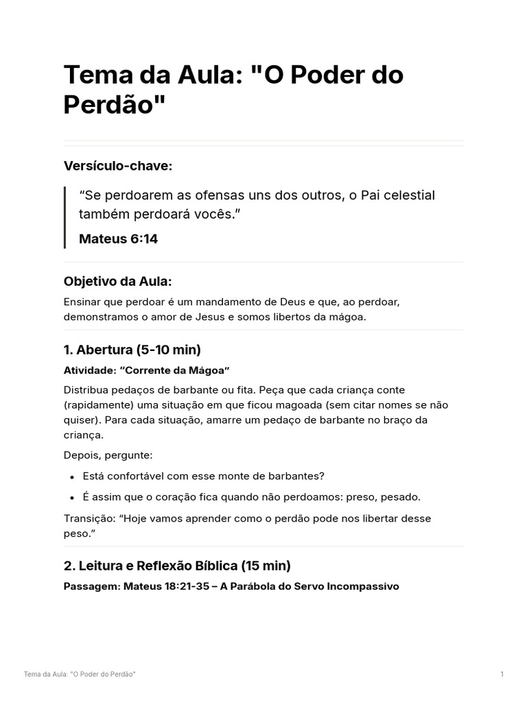 Aula O Poder Do Perdao | PDF
