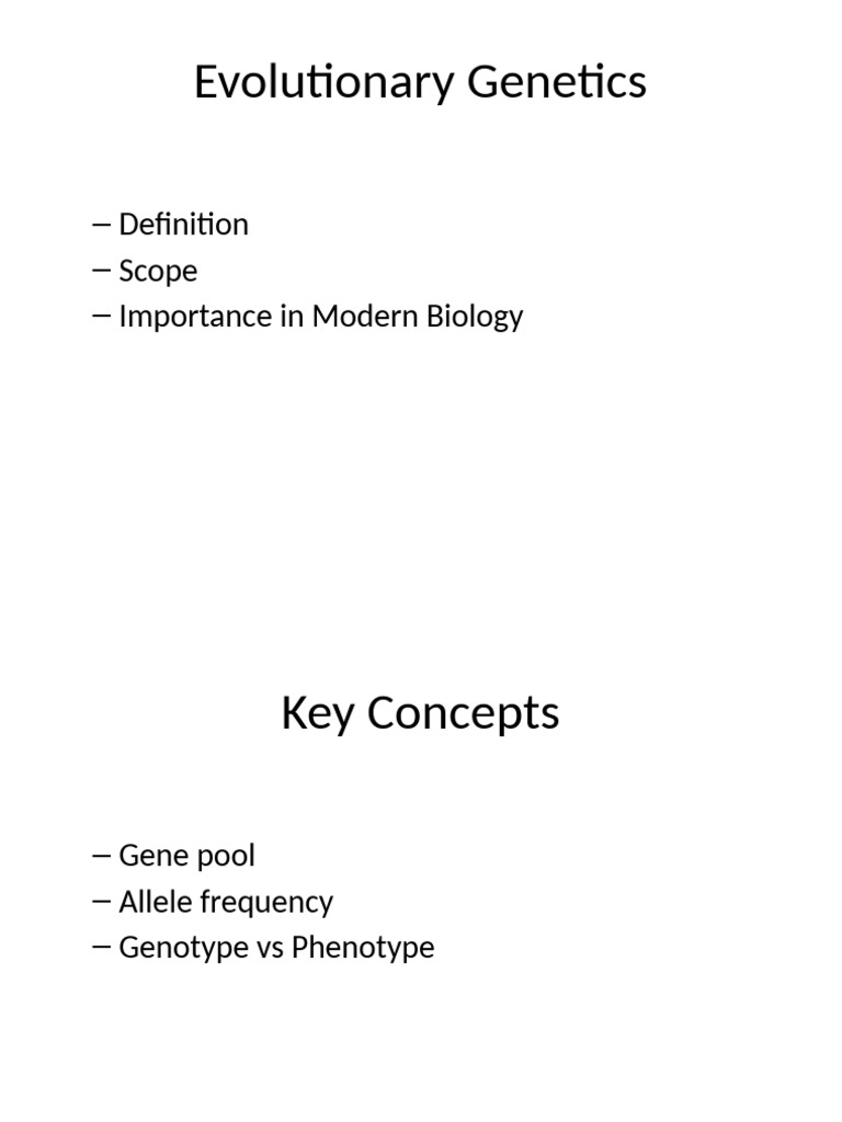 Understanding Evolutionary Genetics | PDF