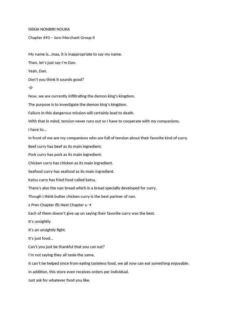 Isekai Nonbiri Nouka Chapter 693 - Joro Merchant Group II | PDF | Foods