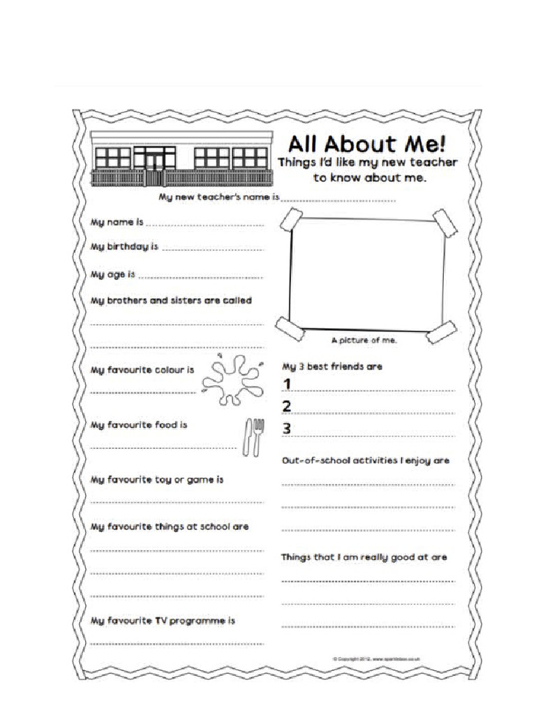 All About Me Worksheet | PDF