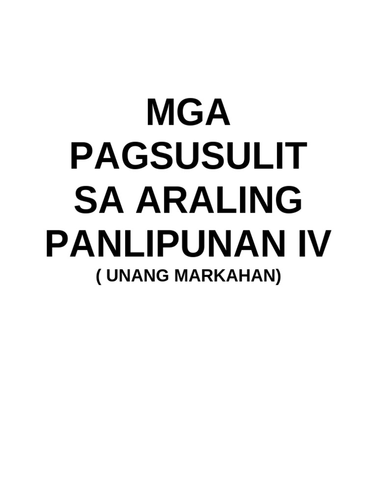 Mga Pagsusulit Sa Araling Panlipunan IV | PDF