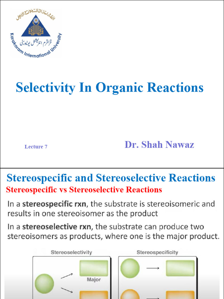 Stereospecific and Stereoselective Reactions | PDF | Alkene | Chemical ...