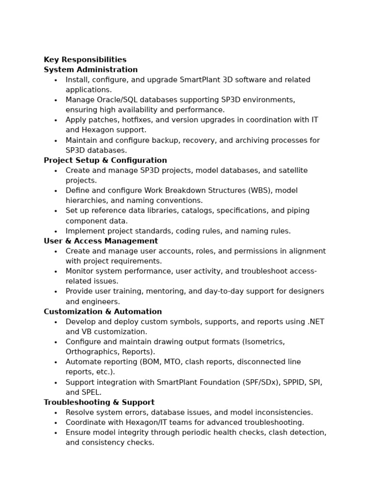 SP3D-6 Years Experience Job Description | PDF | Databases | Computing