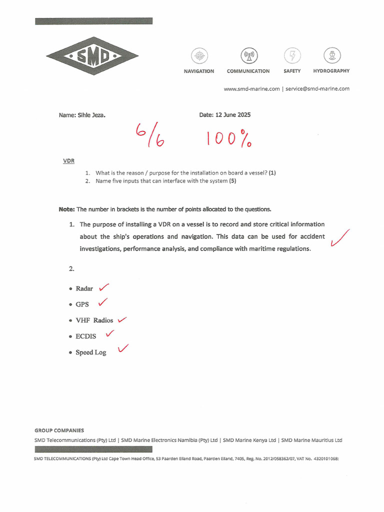 Sihle - VDR Test | PDF