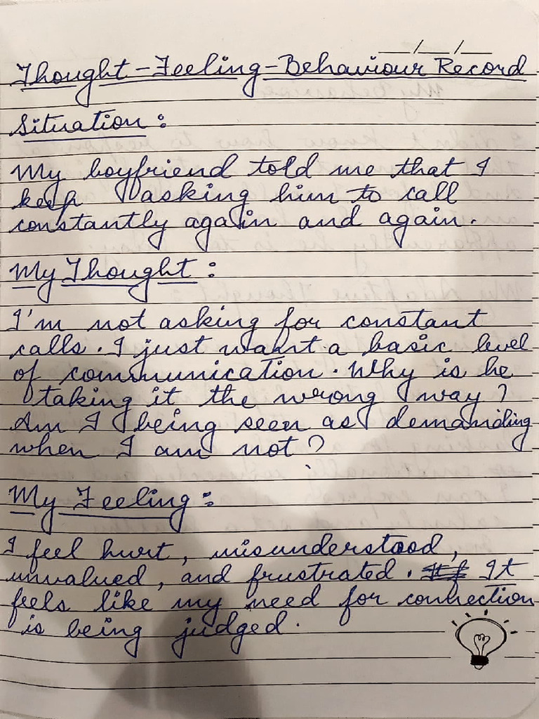 Thought Feeling Behaviour Record | PDF