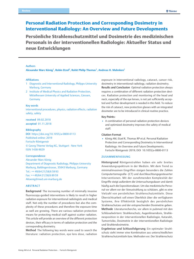1 - 1 Personal Radiation Protection and Corresponding Dosimetry in ...