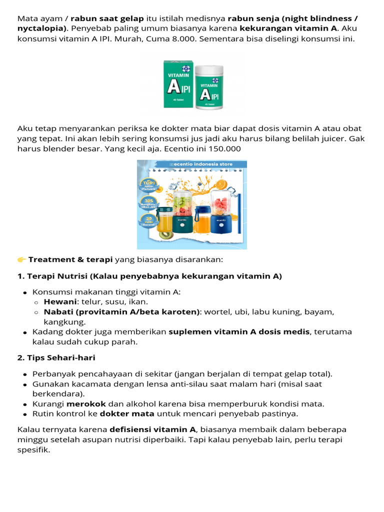 Nutrisi dan Tips Atasi Rabun Senja | PDF