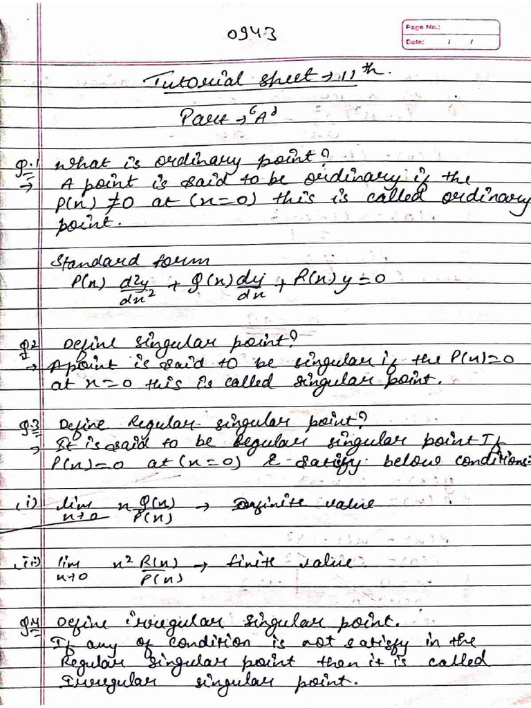 Tutorial Sheet 11 | PDF
