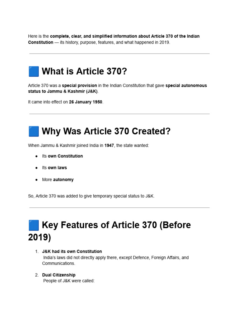 What is Article 370 | PDF | Government | Justice