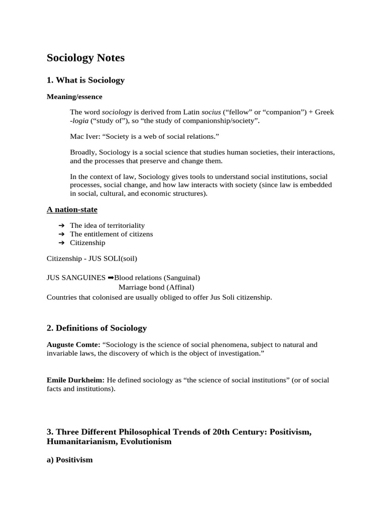 Sociology Notes | PDF | Sociology | Science